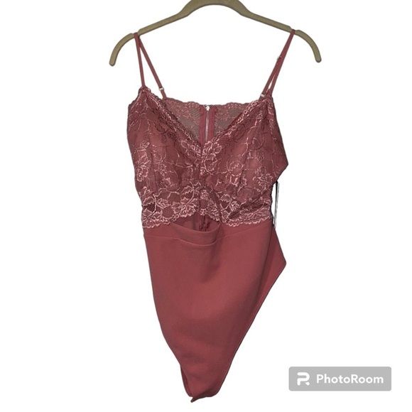 Faded Rose | Tops | Faded Rose Size Xl Pink Lace Bodysuit Front Opening ...